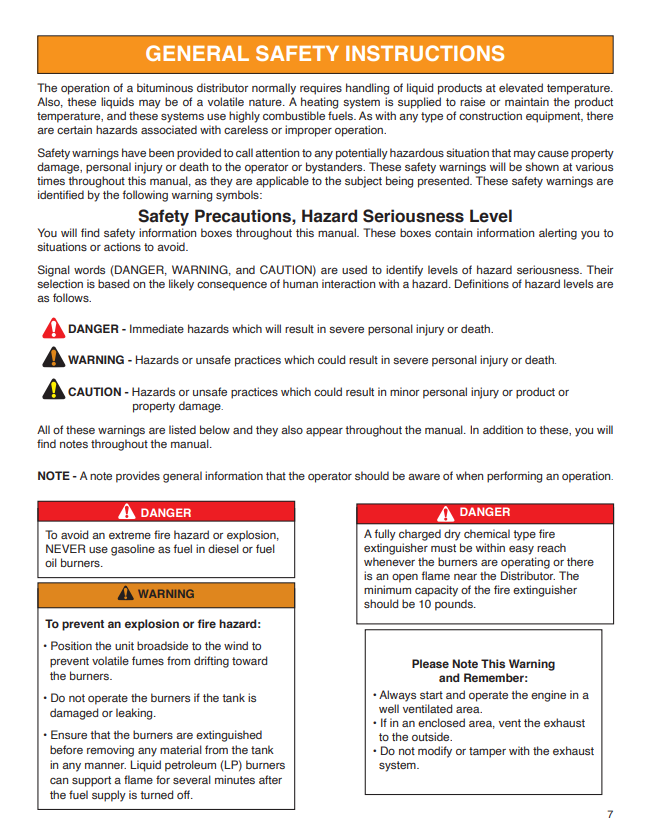 General Safety Instructions – Etnyre International Ltd.